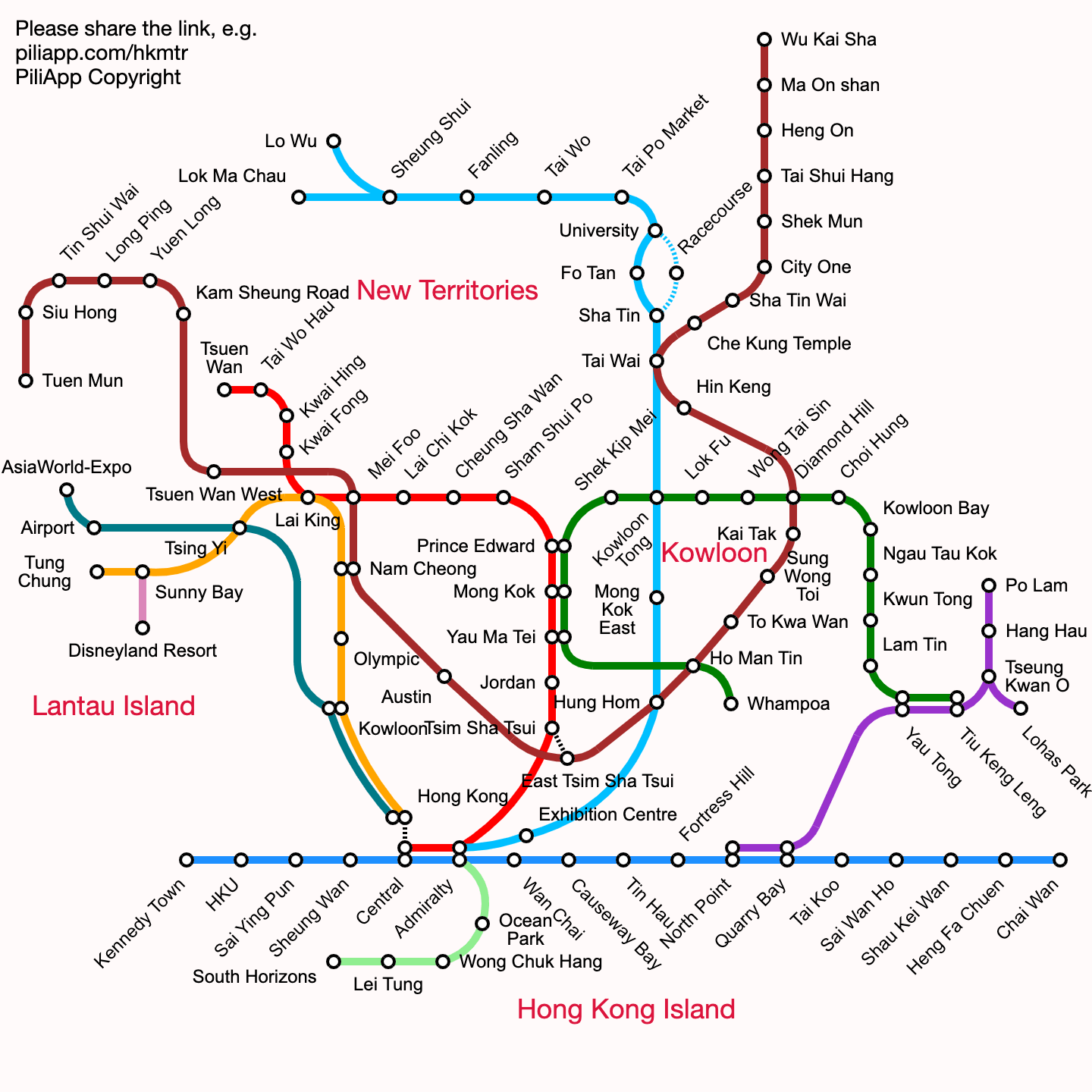 Hong Kong MTR Route Map Fares And Journey Time